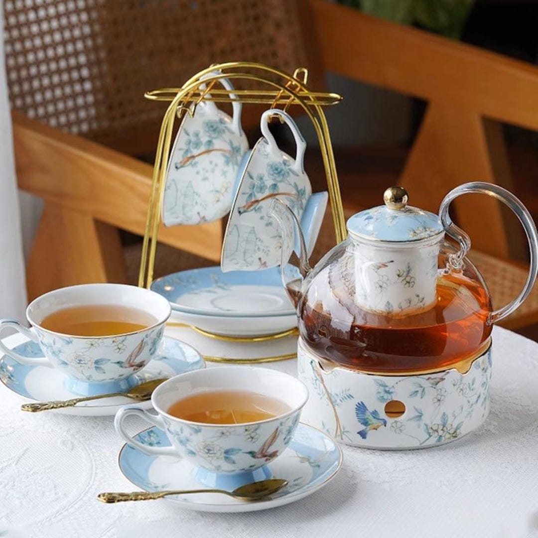 Handmade Ceramic Tea Set With Candle Warmer: English Afternoon Tea - Etsy