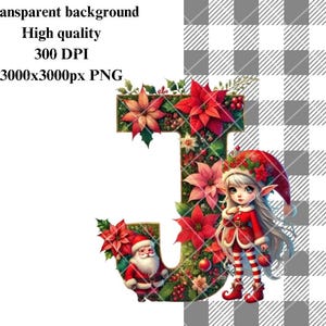 Christmas Alphabet Clipart, Elf Alphabet PNG, Festive Floral Letters ...