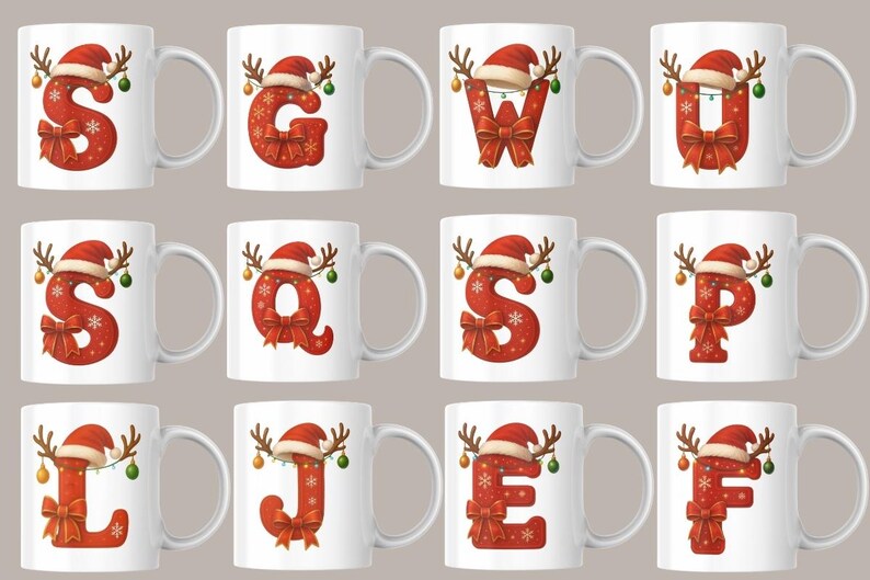 Reindeer Christmas Alphabet Clipart, Red Letters A-Z (PNG) - Etsy