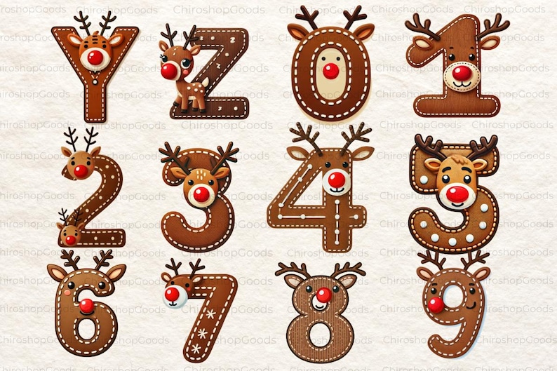 Christmas Alphabet, Christmas Reindeer Alphabet Clipart, Reindeer ...