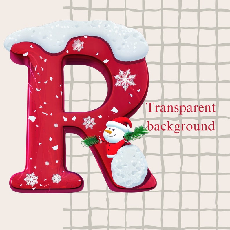 Christmas Cartoon Alphabet PNG Clipart: Red Holiday Letters (digital ...