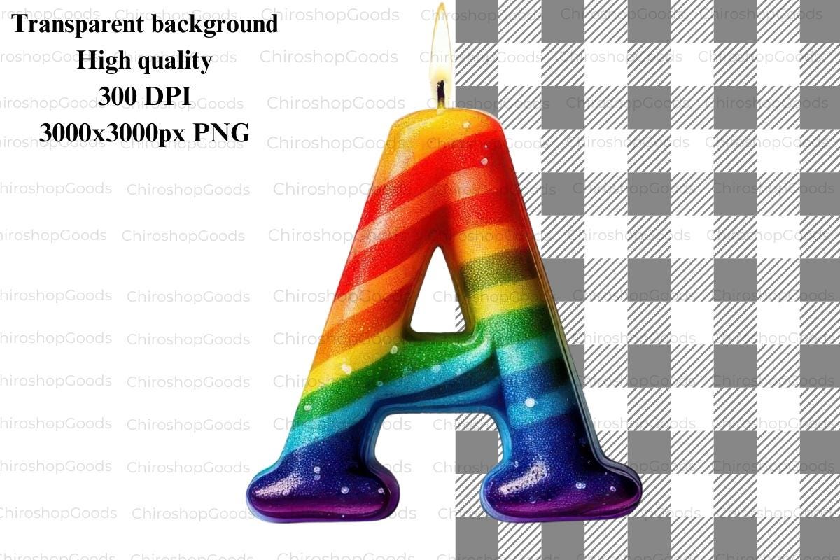 Birthday Candle Alphabet, Clipart PNG, A-Z Letters, Numbers 0-9 With ...