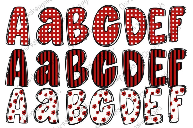 Ladybug Alphabet Clipart Set PNG, Cute Red Black Letters A-Z 0-9 ...