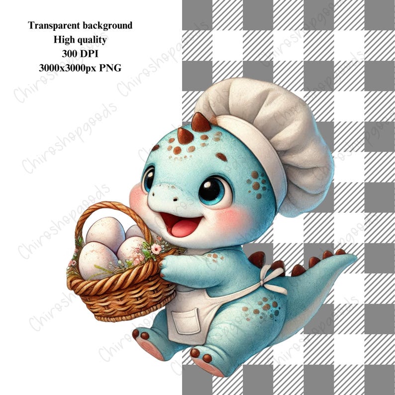 Cute Chef Dinosaur Clipart, Kitchen Theme, Kawaii Dino Cooking PNG ...