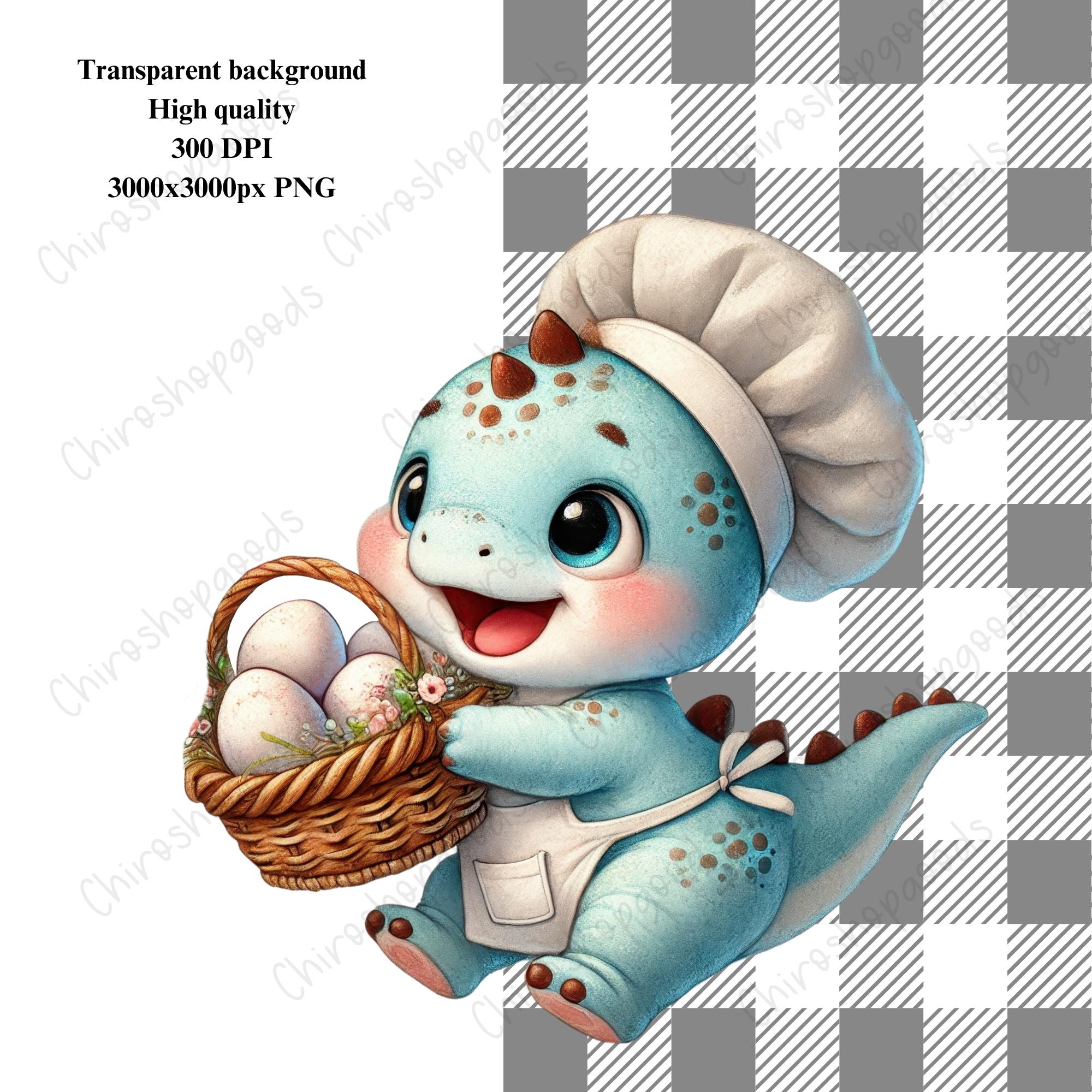 Cute Chef Dinosaur Clipart, Kitchen Theme, Kawaii Dino Cooking PNG ...