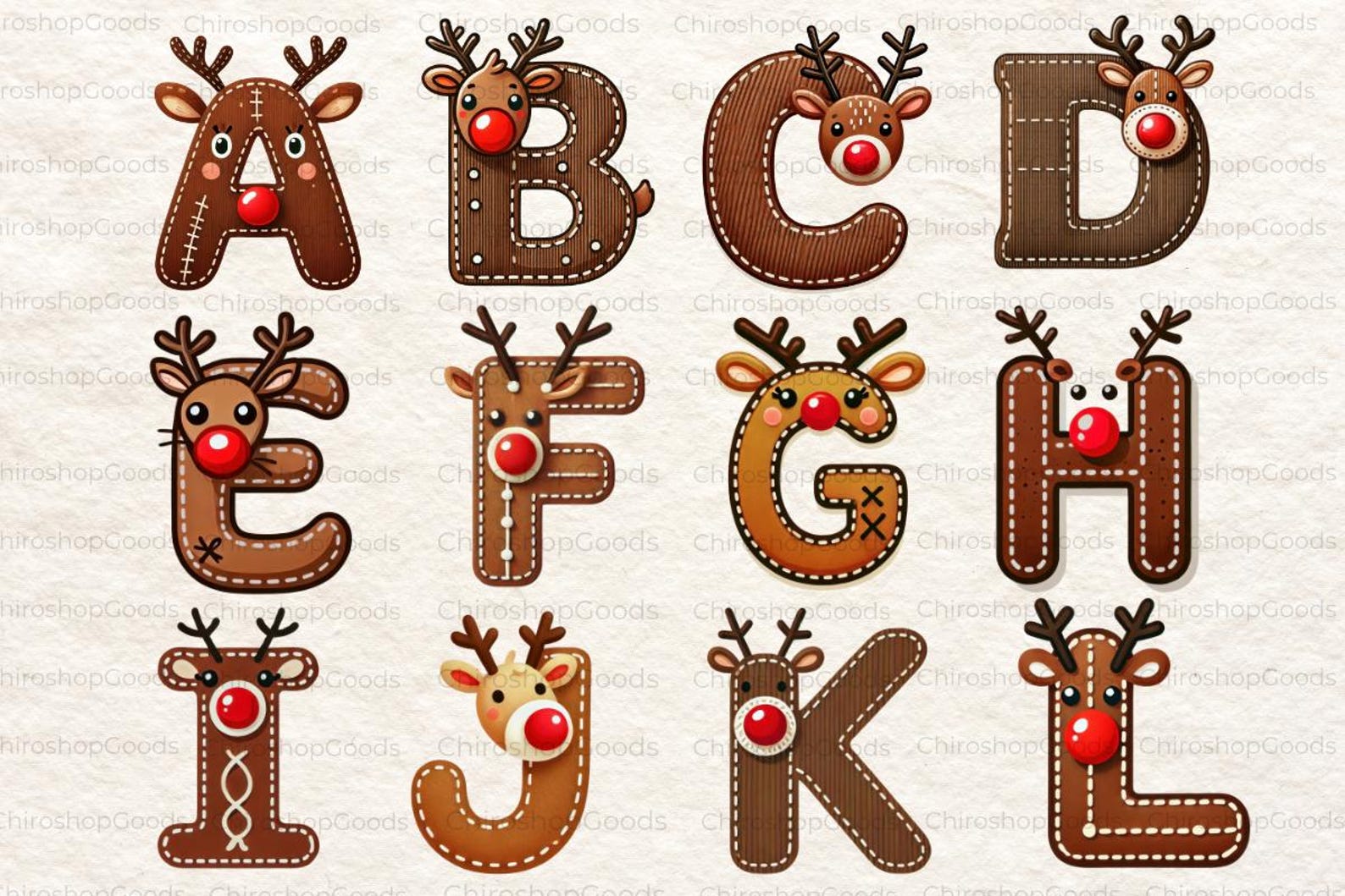 Christmas Alphabet, Christmas Reindeer Alphabet Clipart, Reindeer ...