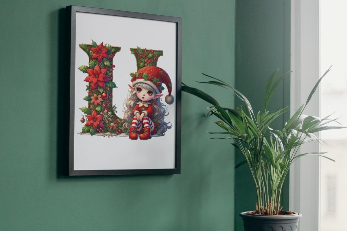 Christmas Alphabet Clipart, Elf Alphabet PNG, Festive Floral Letters ...