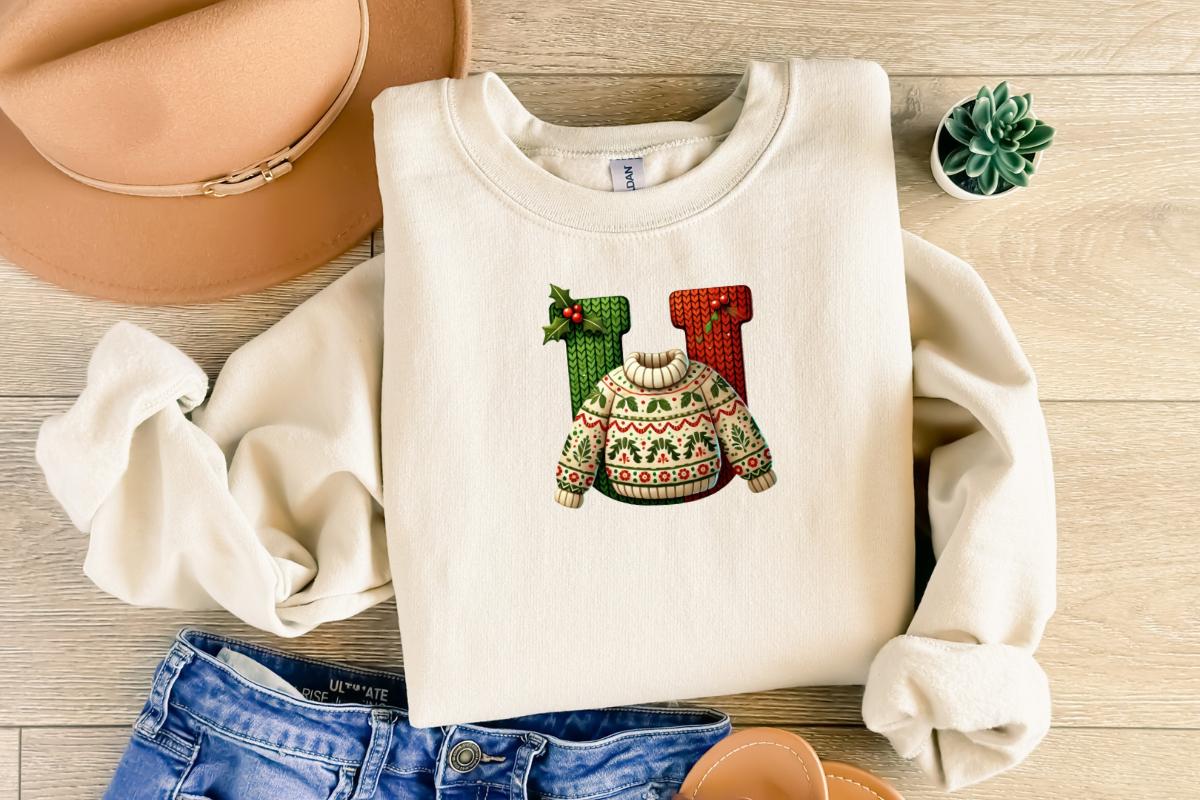 Christmas Alphabet Clipart, Holiday Sweater Letters, Watercolor ...