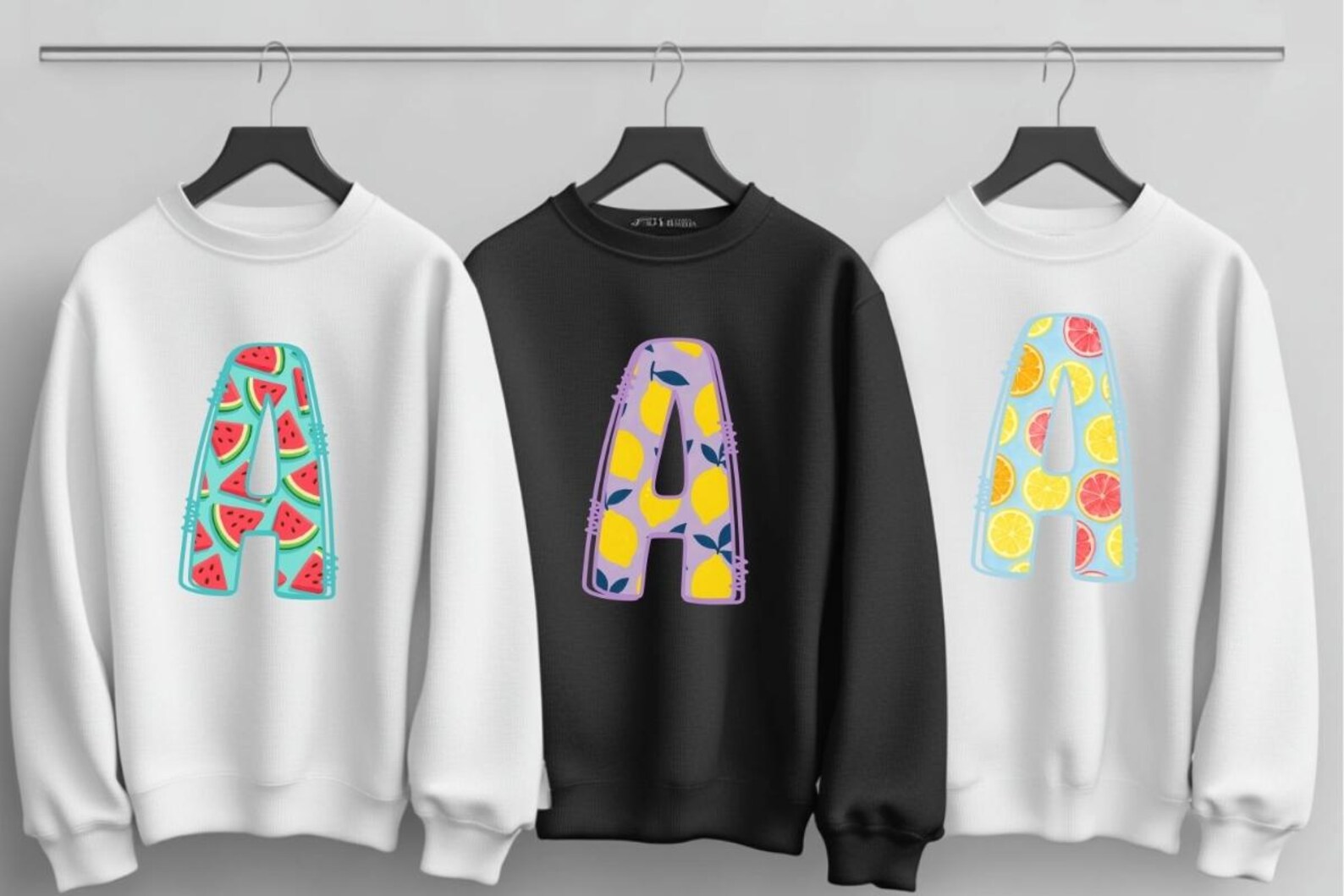 Watercolor Fruit Alphabet Clipart: Summer Letters & Numbers (PNG Bundle ...