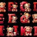 Valentine Teddy Bear Alphabet Clipart: Romantic PNG Letters (digital ...