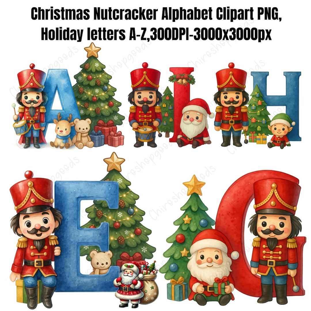 Christmas Nutcracker Alphabet Clipart: Holiday Letters A-Z (digital ...