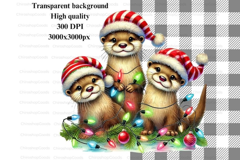 Christmas Otter Clipart, Watercolor Otter, Holiday Animals, Festive ...