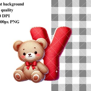 Valentine Bear Alphabet, Bear Letters, Clipart, Cute Teddy Bear Letters ...