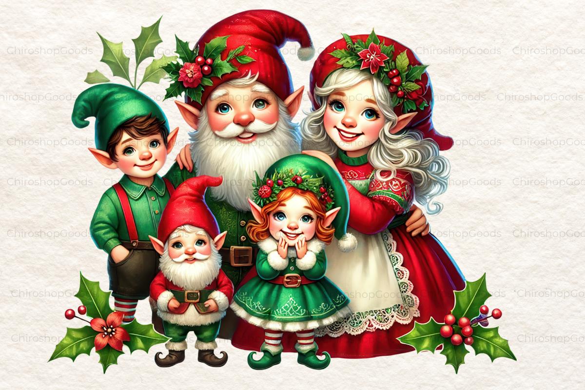 Christmas Gnome Family Watercolor Clipart: Festive Holiday Art (digital ...
