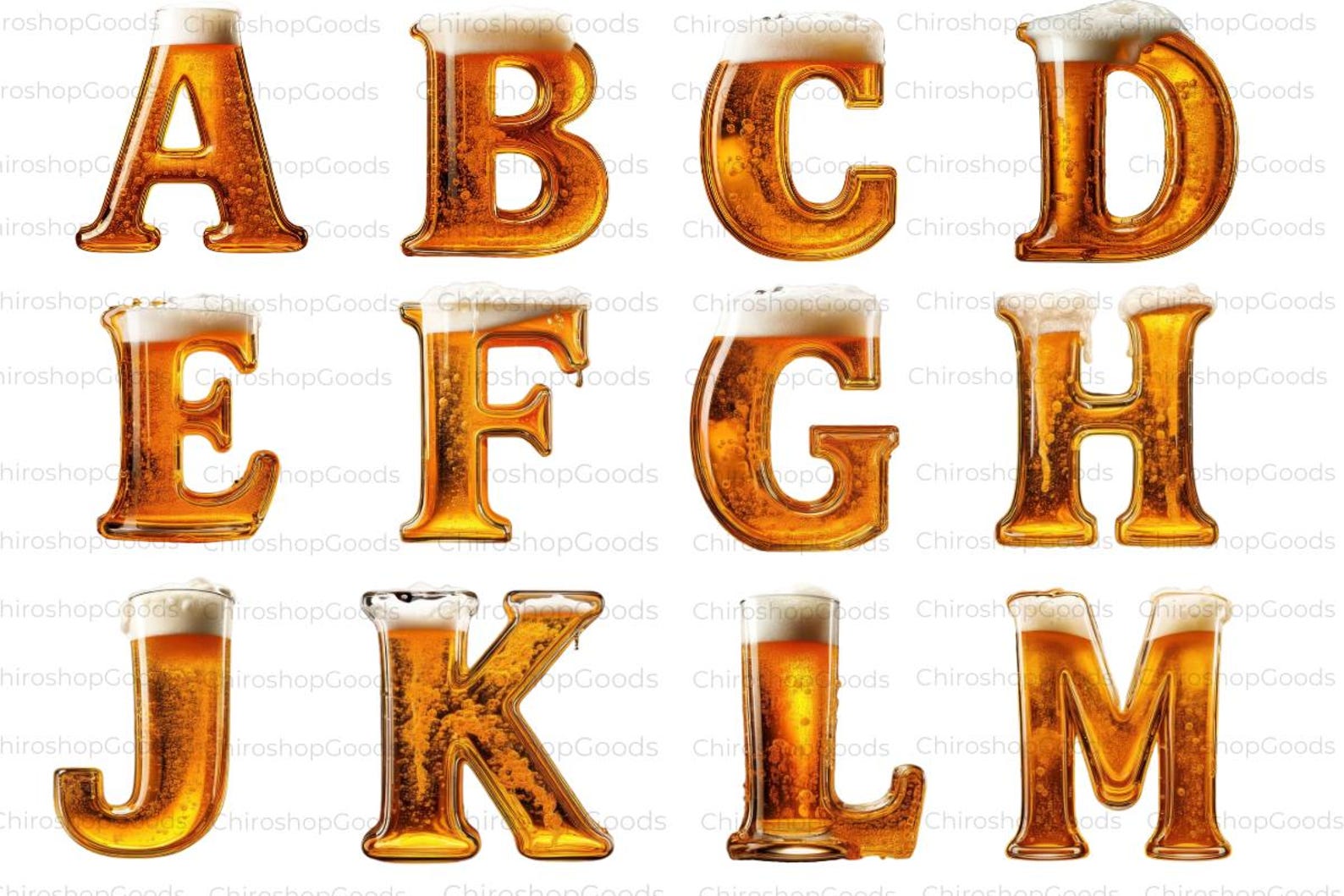 Beer Alphabet Clipart, Beer Alphabet, PNG, A-Z Letters and 0-9 Numbers ...