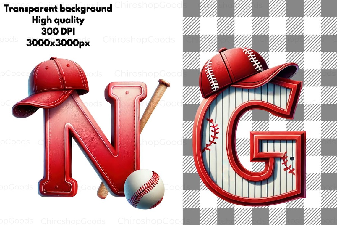 3D Baseball Alphabet Clipart: Watercolor Sports Letters (digital ...