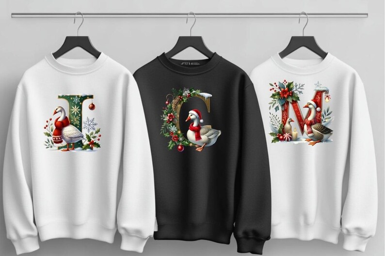 Christmas Goose Alphabet Clipart, Cute Holiday Letters With Geese ...