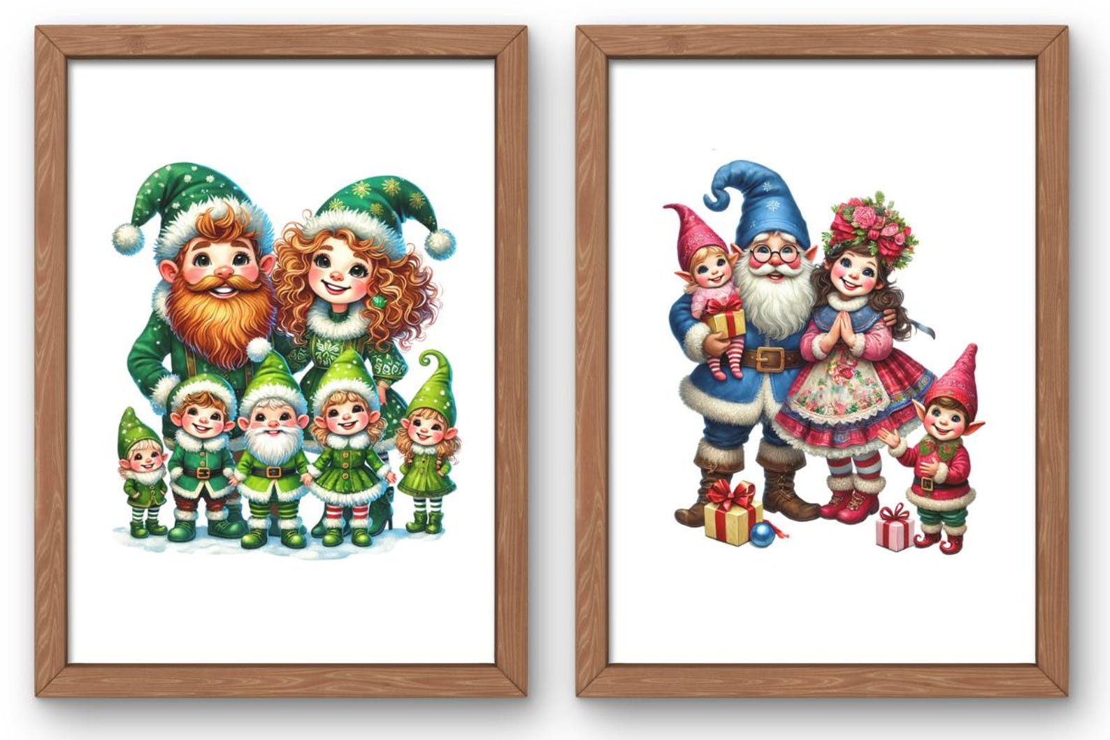 Christmas Gnome Family Watercolor Clipart: Festive Holiday Art (digital ...