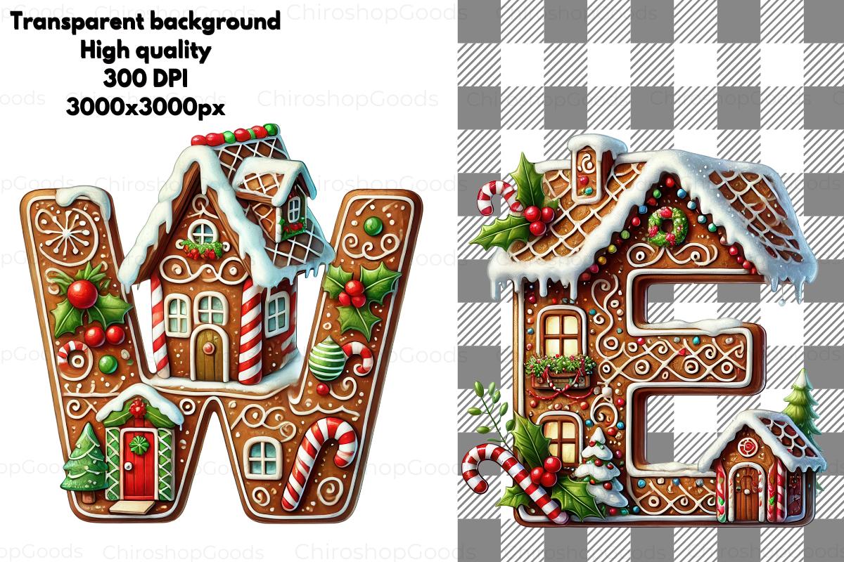 Christmas Alphabet, Gingerbread House Alphabet Watercolor Set ...