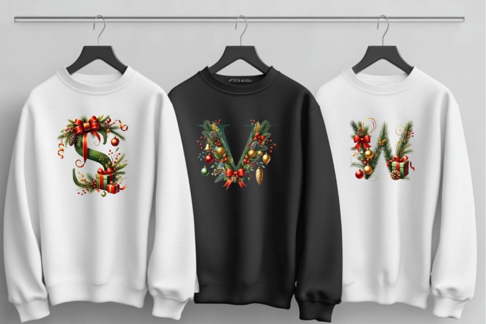 Christmas Pine Alphabet, Holiday Alphabet Clipart, Festive Letter ...