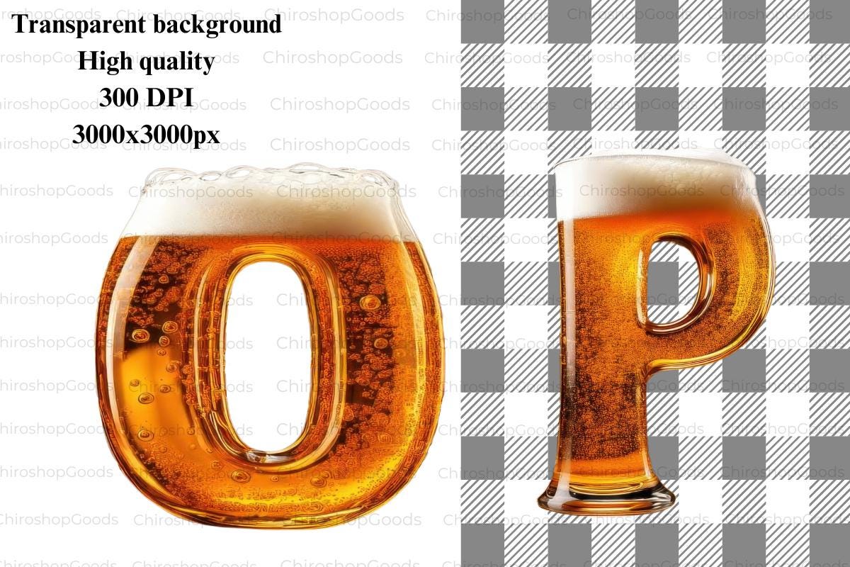 Beer Alphabet Clipart, Beer Alphabet, PNG, A-Z Letters and 0-9 Numbers ...