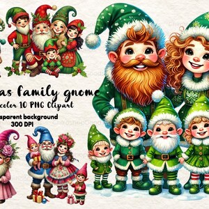 Christmas Gnome Family Watercolor Clipart: Festive Holiday Art (digital ...