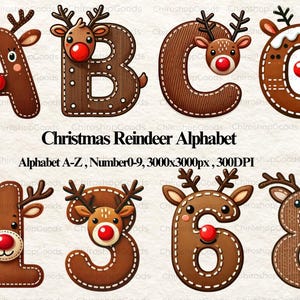 Christmas Alphabet, Christmas Reindeer Alphabet Clipart, Reindeer ...