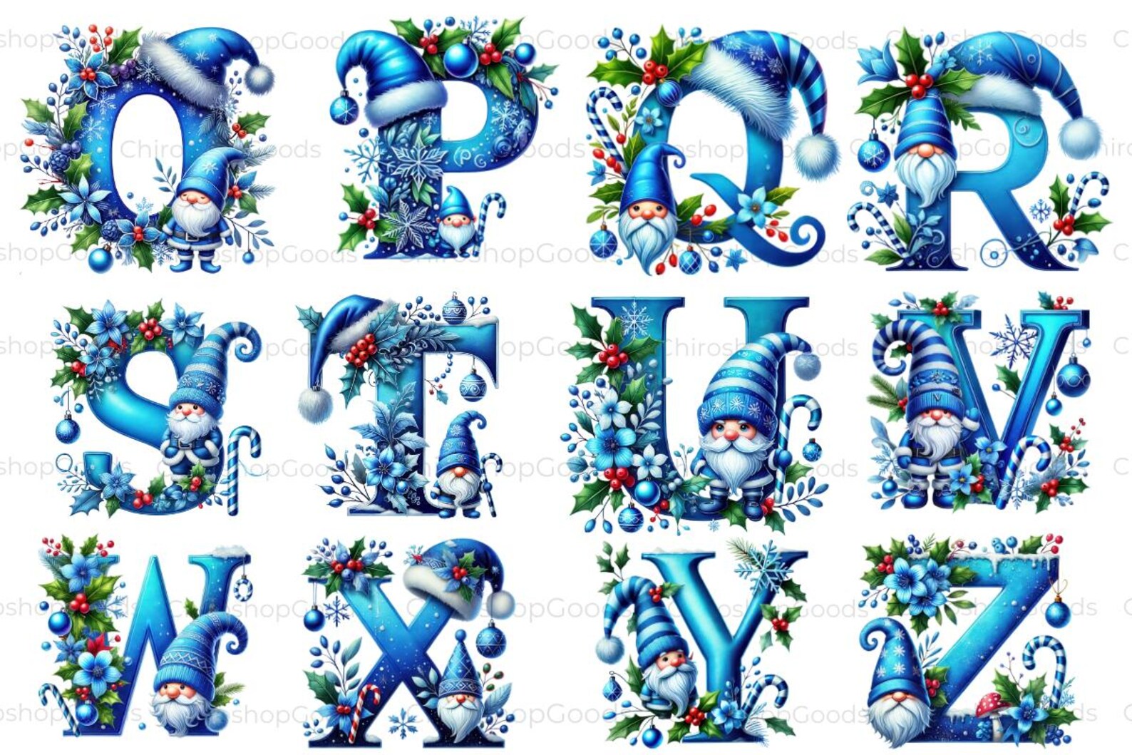 Christmas Alphabet A-Z, Letters, Watercolor, PNG, Clipart, Alphabet ...