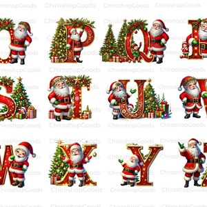 Christmas Alphabet Clipart: Santa Letters, Holiday PNG (digital ...