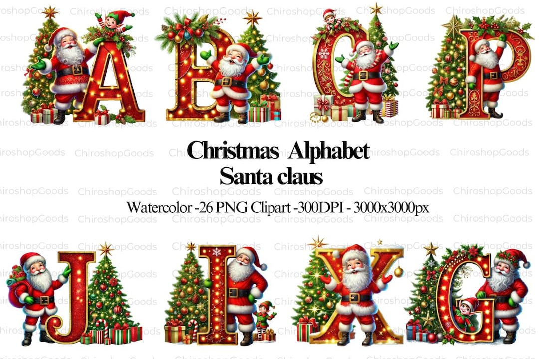 Christmas Alphabet A-Z, Letters, Christmas Alphabet, Santa Claus ...