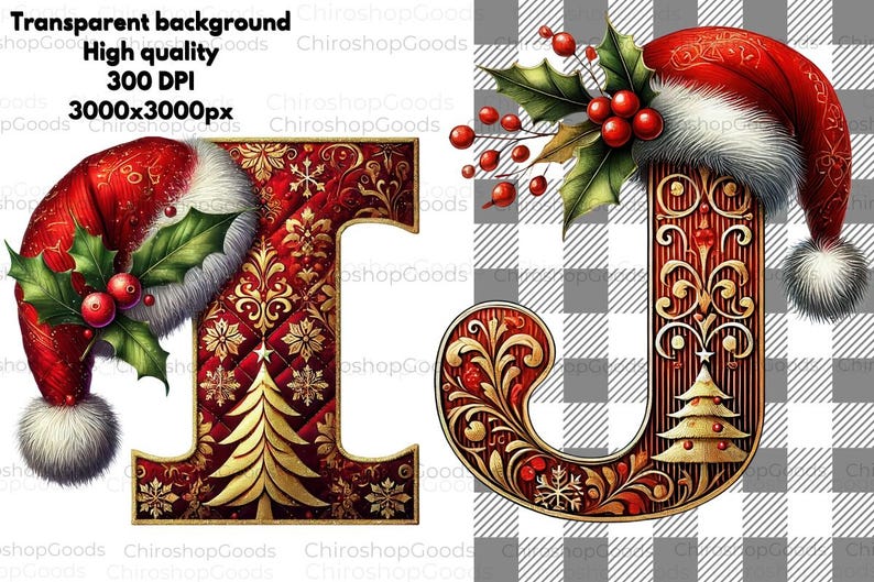 Christmas Watercolor Alphabet and Numbers: Festive DIY Clipart (digital ...