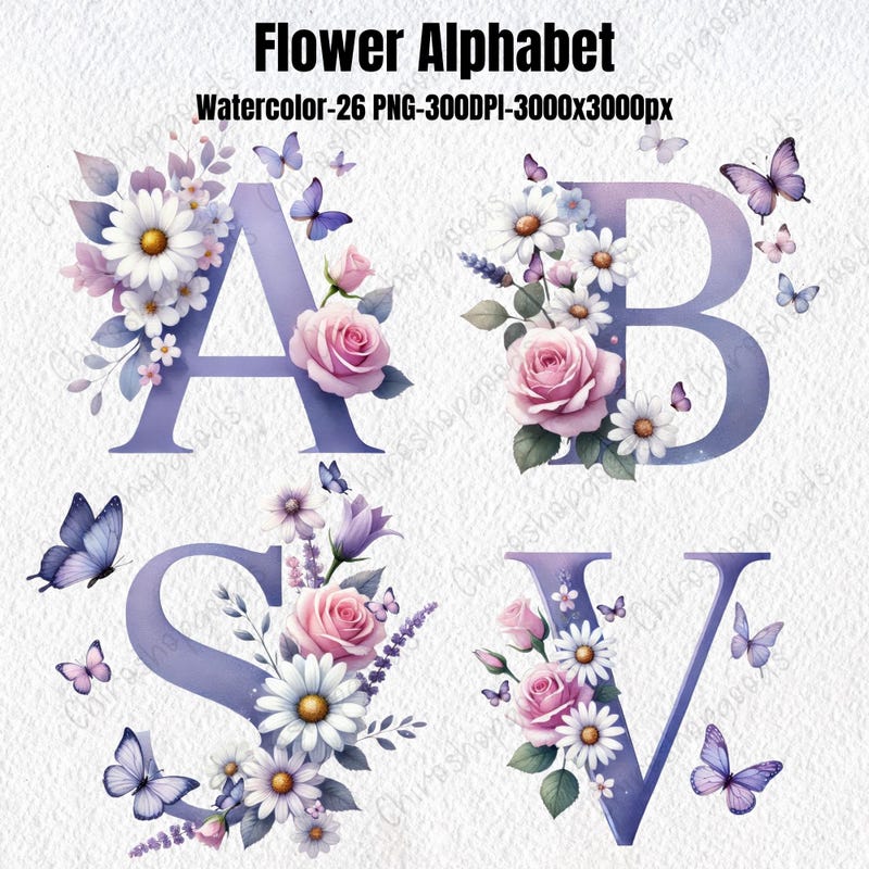 Floral Alphabet Block Set - Etsy