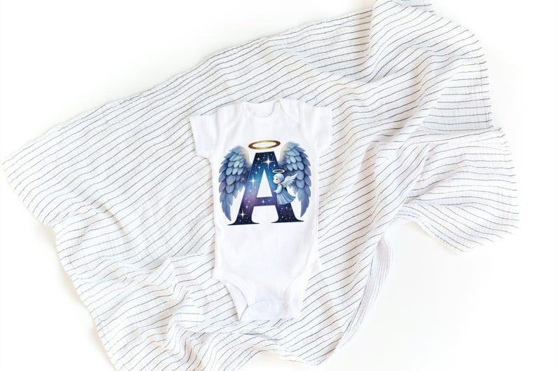 Angels Alphabet Watercolor Clipart: Celestial Starry Letters (PNG ...