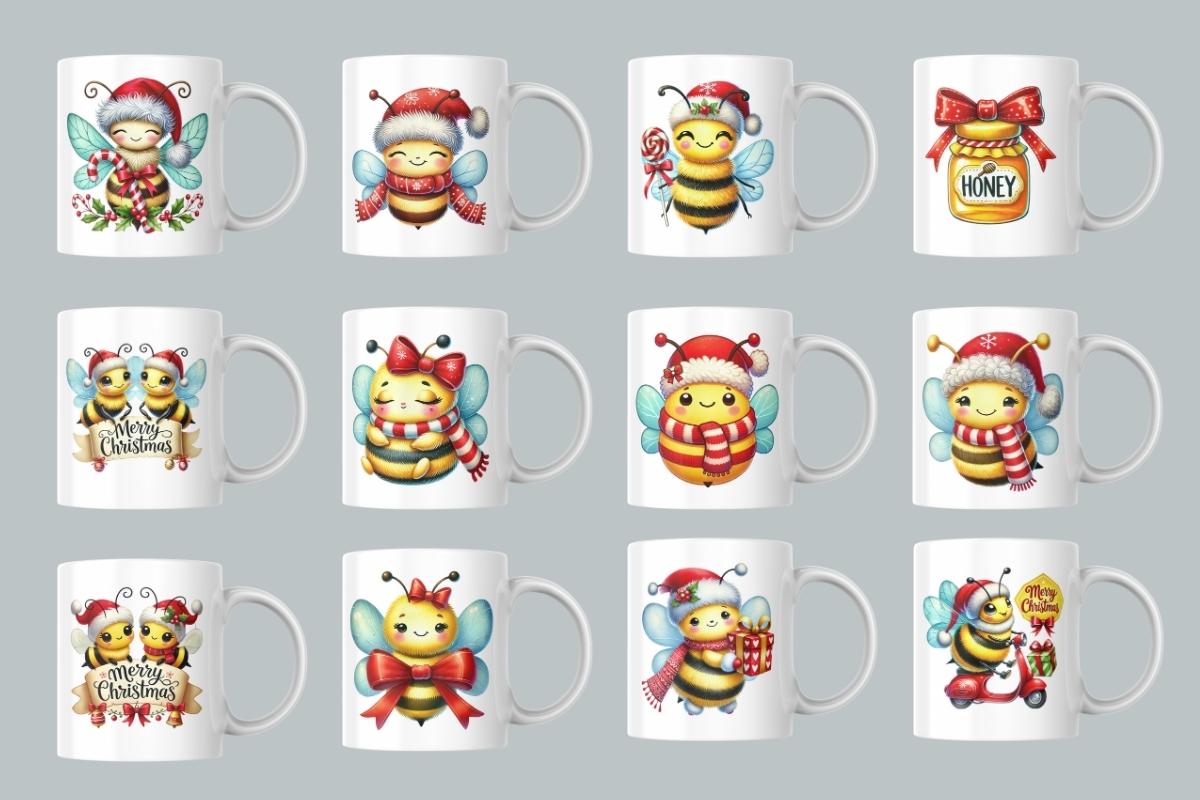 Christmas Bee Clipart, Cute Bee Christmas, Holiday Bee Art, Festive Bee ...