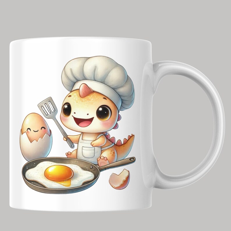 Cute Chef Dinosaur Clipart, Kitchen Theme, Kawaii Dino Cooking PNG ...