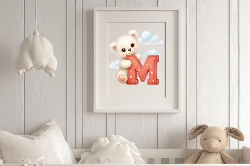 Cute Bear Alphabet Clipart A-Z, Teddy Letters PNG, Baby Nursery Font ...