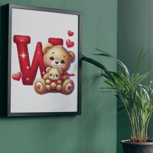 Valentine Teddy Bear Alphabet Clipart: Romantic PNG Letters (digital ...