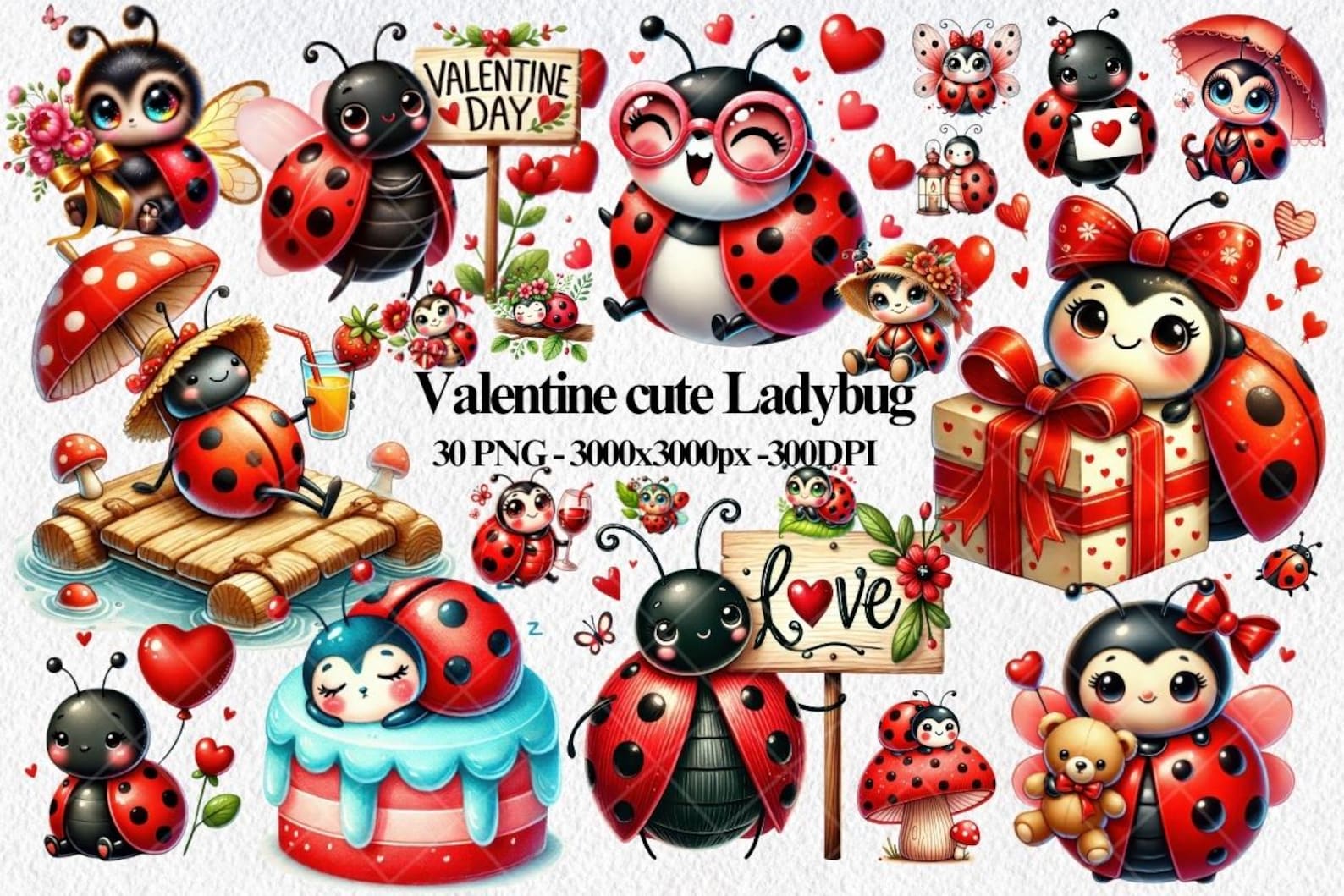 Valentine Ladybug Clipart, Cute Ladybugs, Love Themed Ladybugs, Ladybug ...