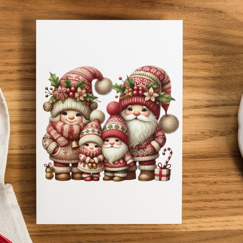 Christmas Family Gnomes, Watercolor Clipart, Family, Cute Gnome, Cozy ...