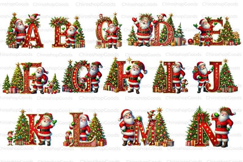 Christmas Alphabet A-Z, Letters, Christmas Alphabet, Santa Claus ...