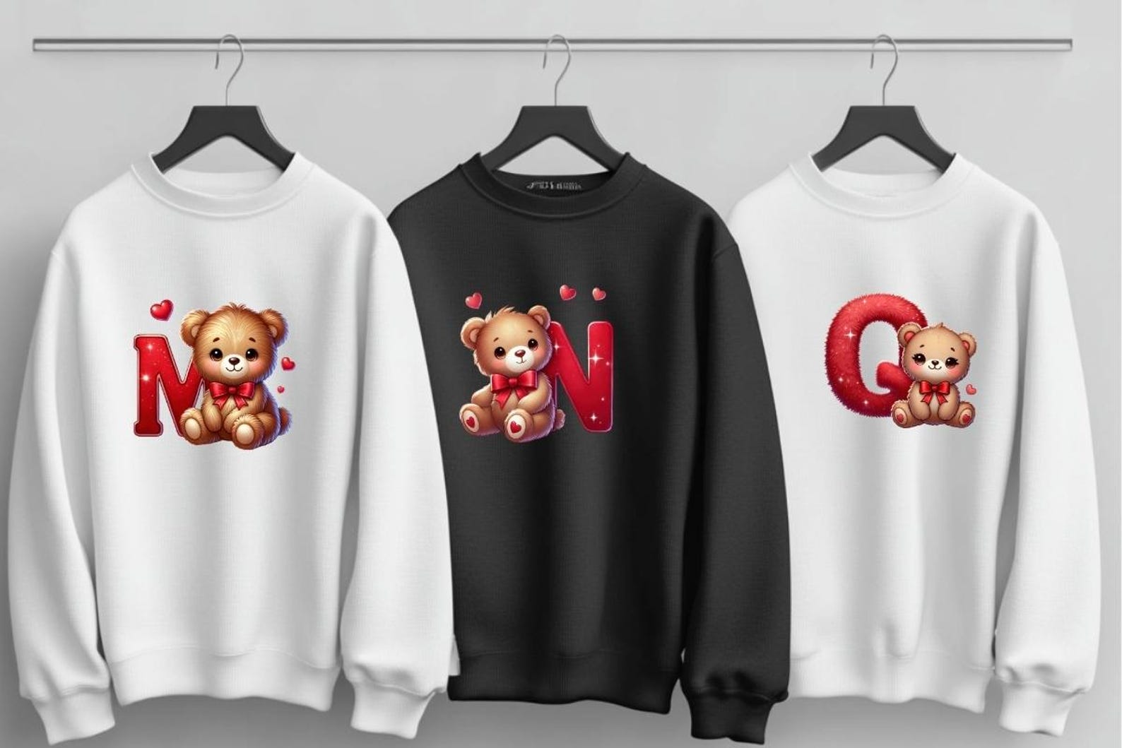 Valentine Bear Alphabet, Bear Letters, Clipart, Cute Teddy Bear Letters ...