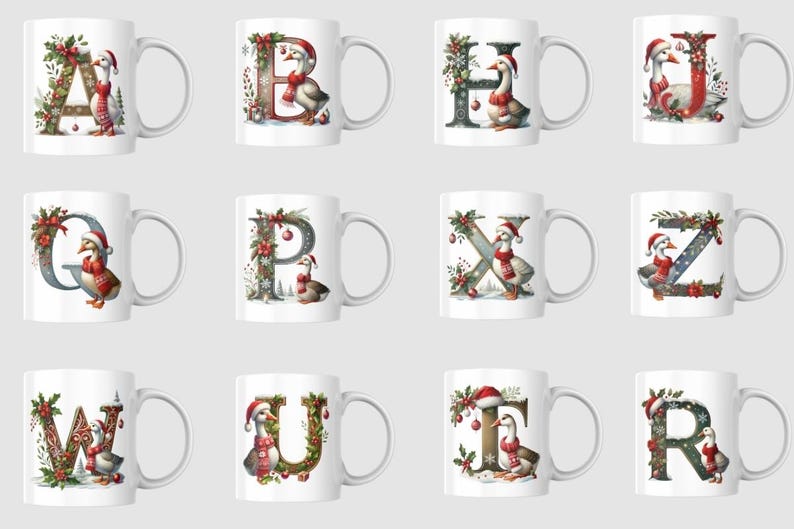 Christmas Goose Alphabet Clipart, Cute Holiday Letters With Geese ...