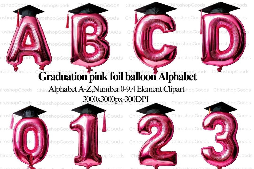 Graduation Foil Balloon Alphabet Clipart, Graduation Letters and ...