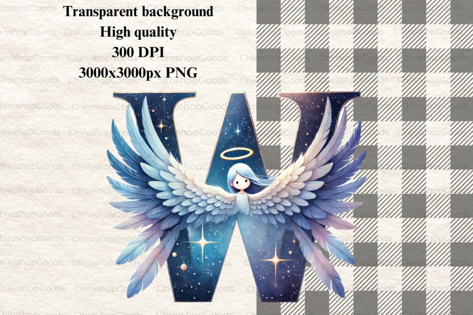 Angels Alphabet Watercolor Clipart: Celestial Starry Letters (PNG ...