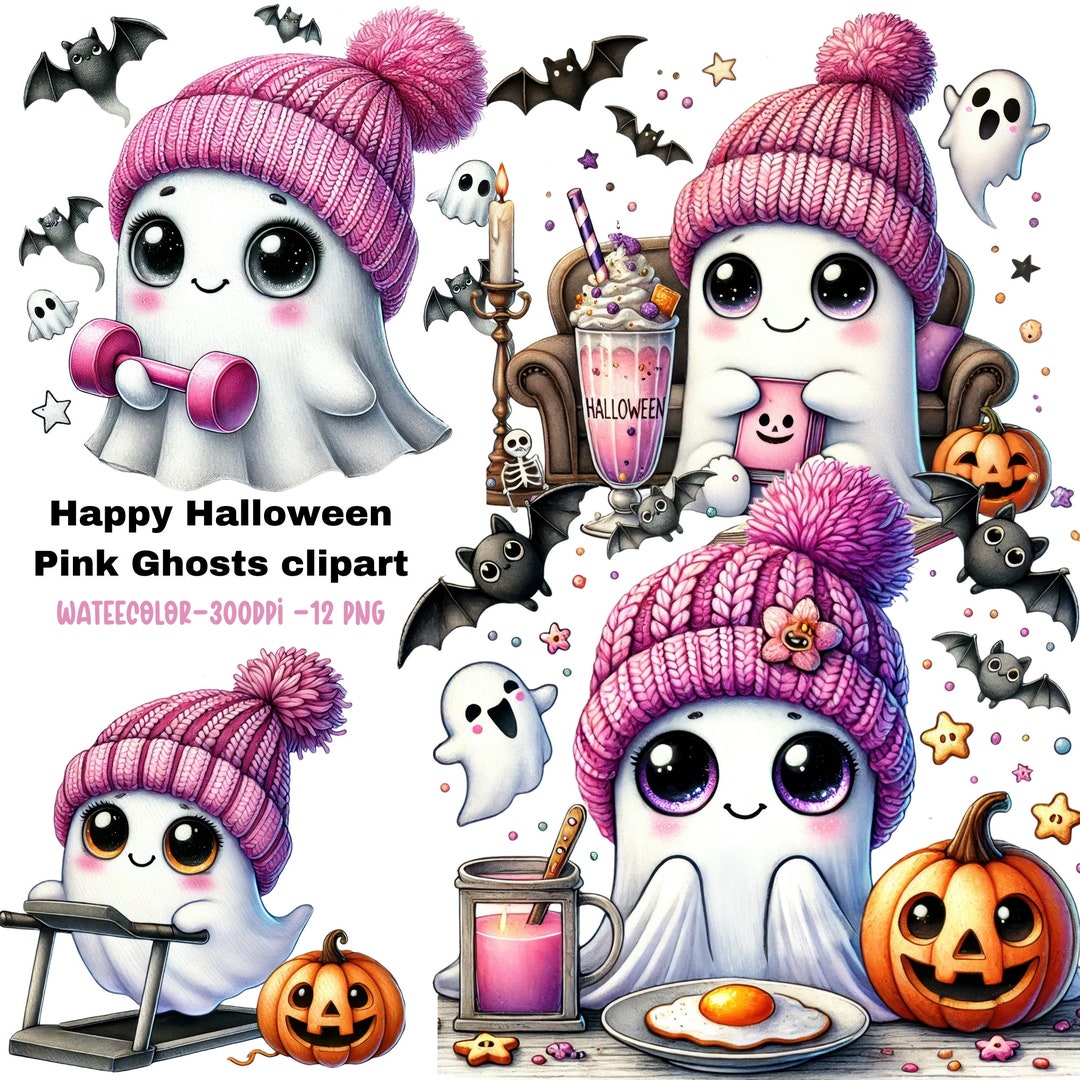 Halloween Ghosts Clipart, Cute Ghosts, PNG, Cartoon, Happy Halloween ...