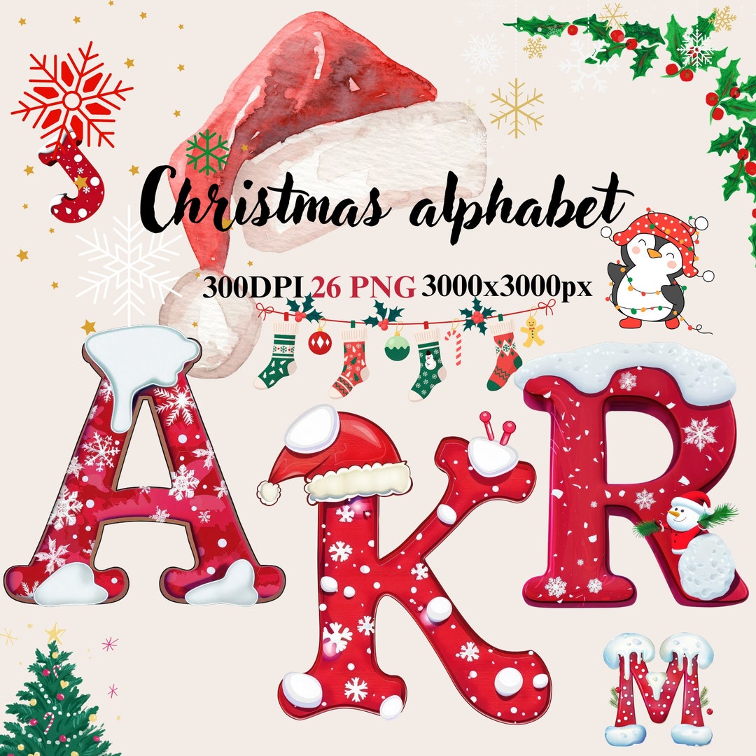 Christmas Alphabet Png,clipart, Cartoon Alphabet, Red Alphabet, Digital ...
