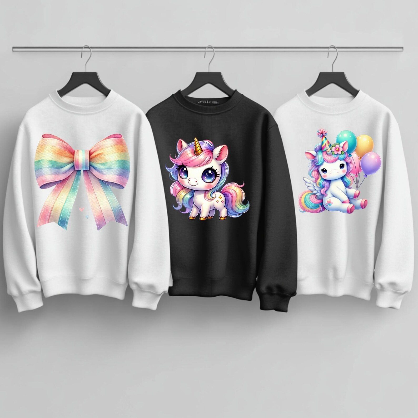 Birthday Unicorn Numbers Clipart Set, Kids Party Decorations Clipart ...