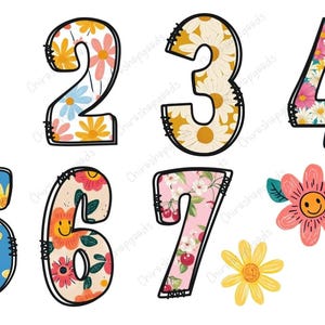 Floral Alphabet Clipart Set: Boho Flower Letters, Numbers (PNG, 300 DPI ...