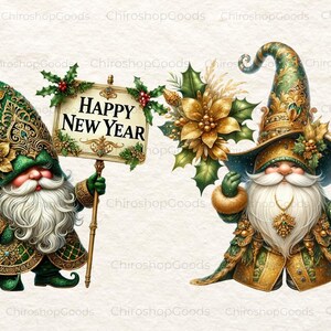 Happy New Year Gnomes Clipart, New Year, Watercolor PNG Images, Festive ...
