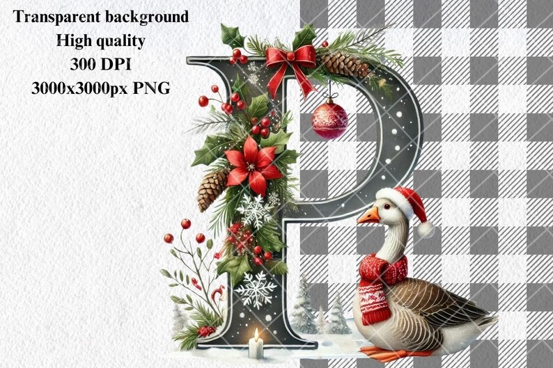 Christmas Goose Alphabet Clipart, Cute Holiday Letters With Geese ...
